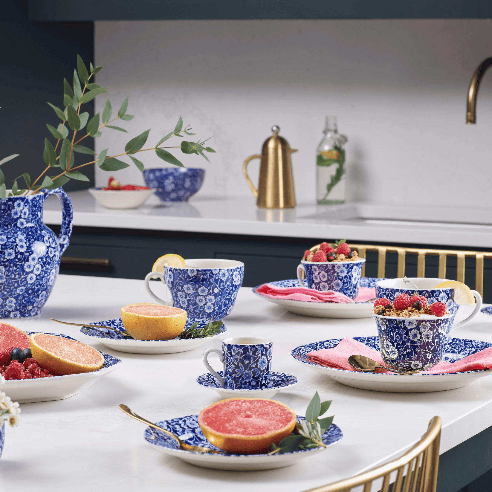 Blue Calico Teacup & Saucer – Burleigh Pottery